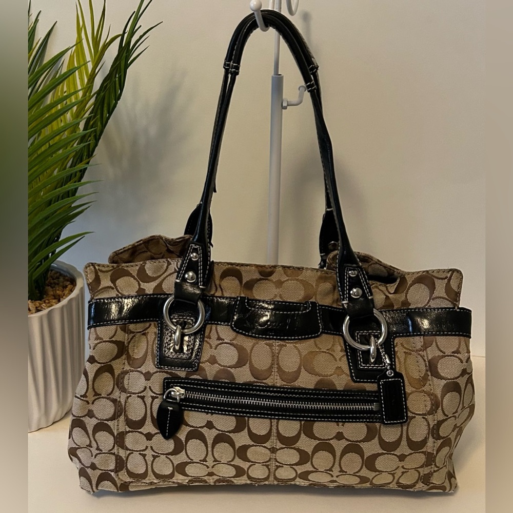 Coach Penelope Signature Satchel Brown Logo Tote Bag … - Gem